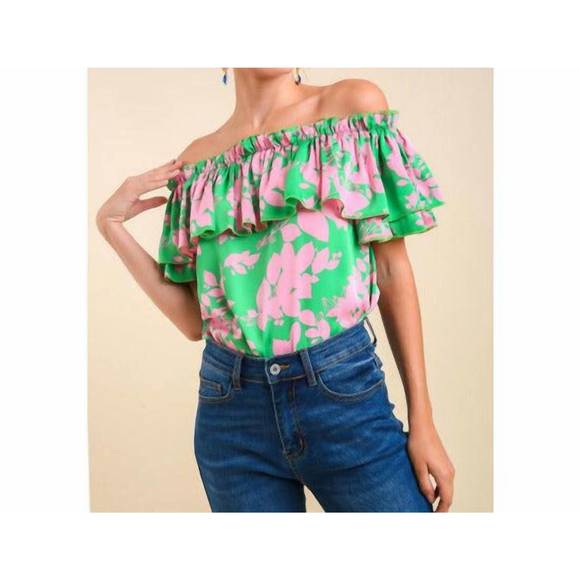 Umgee | Tops | New Umgee Satin Off Shoulder Marrow Top In Patterned ...